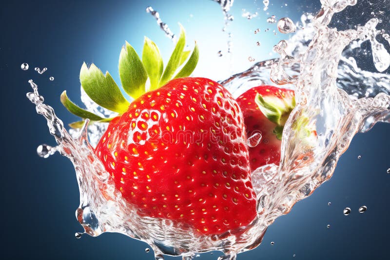 A Ripe Strawberry with Water Droplets Stock Illustration - Illustration ...