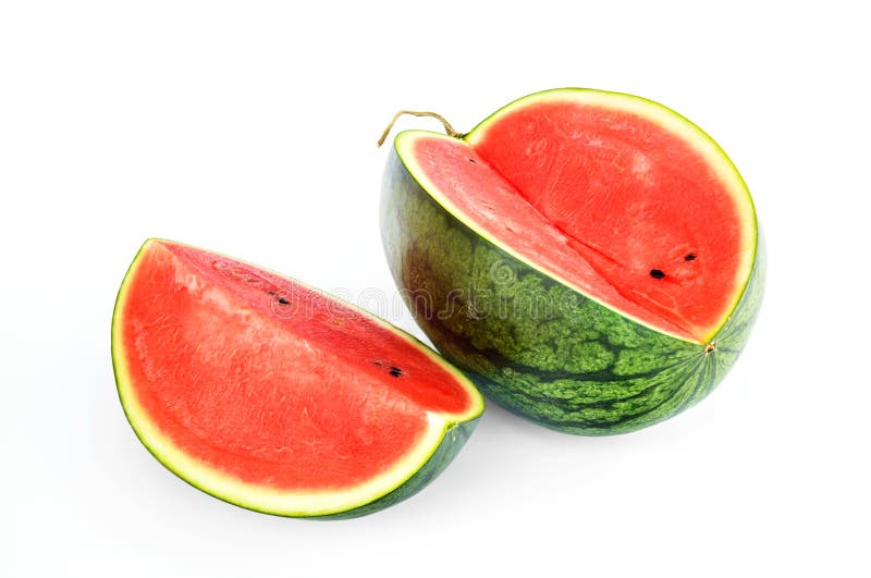 Ripe Striped Watermelon Isolated on White Background Stock Image ...