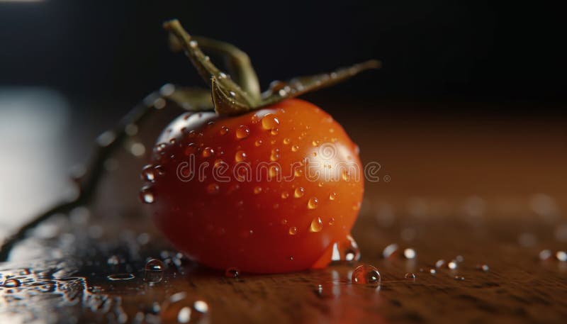 Ripe Tomato Drop Splashing on Wet Leaf, Refreshing Summer Meal ...