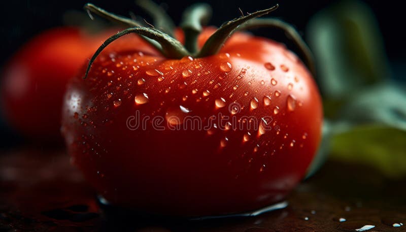 Ripe Tomato Drop, Wet with Freshness Generated by AI Stock Image ...