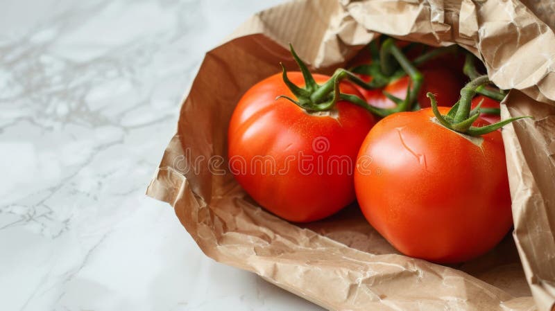 Ripe tomato in paper bag stock image. Image of summer - 326668297