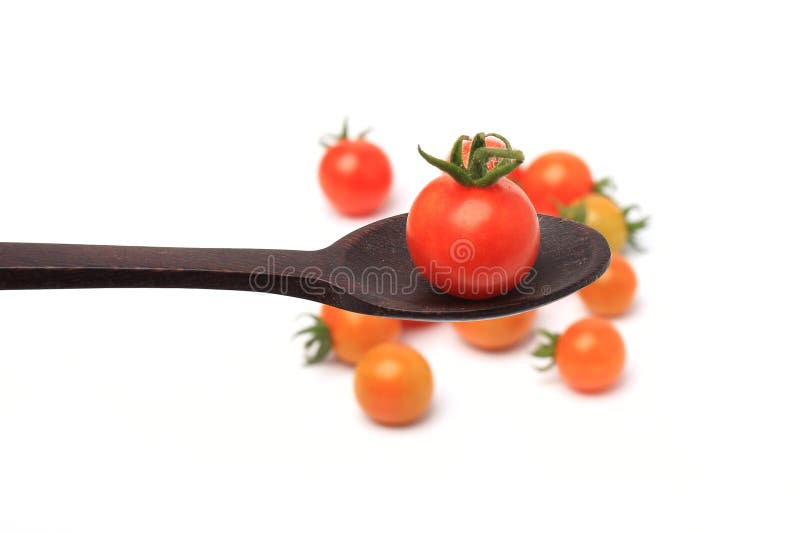 Ripe Tomato in Spoon Isolate. Stock Photo - Image of kitchen, round ...