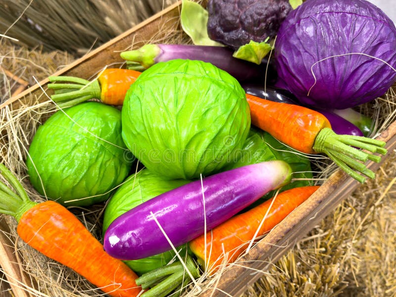 Ripe Vegetables in a Basket with Hay Stock Photo - Image of produce ...