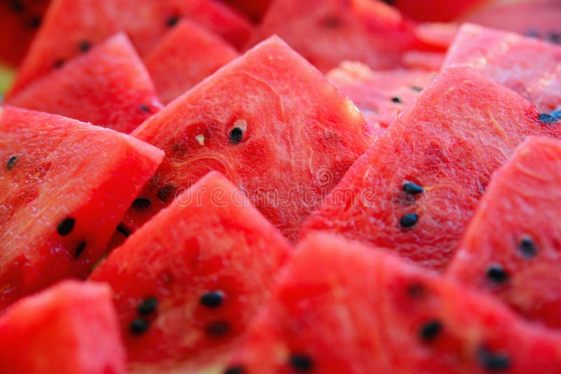 Ripe Watermelon, Cut into Triangular Pieces Stock Photo - Image of ...