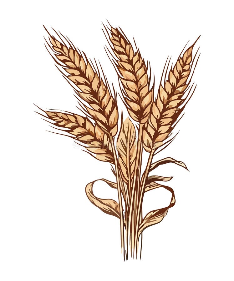 Ripe Wheat and Barley Hand Picked for Bread Stock Vector - Illustration ...