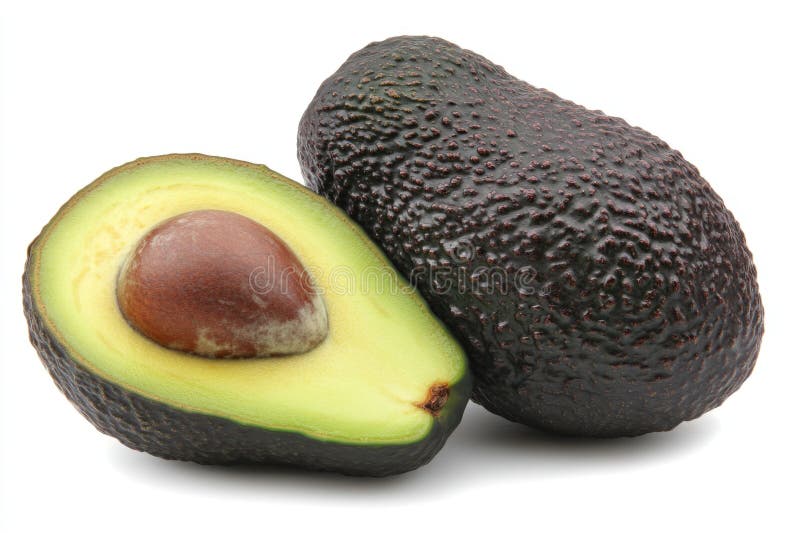 Ripe Whole and Halved Avocado on White Background - Fresh Healthy Fruit ...