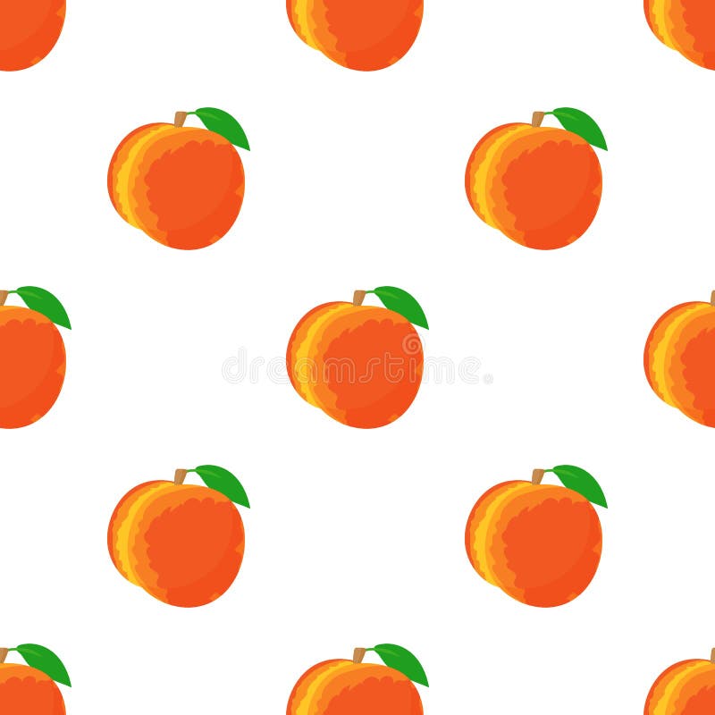 Ripe Whole Peach Pattern Seamless Vector Stock Vector - Illustration of ...