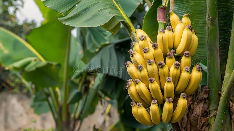 Ripe Yellow Bananas on a Banana Tree Stock Image - Image of fruit ...