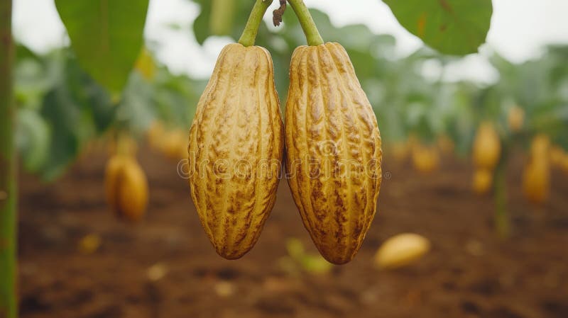Ripe Yellow Cocoa Pods Tree Lush Plantation Stock Photos - Free ...