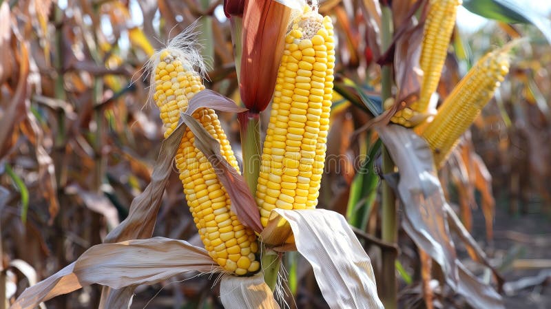 Ripe Yellow Corn Cobs Ready for Harvesting Stock Illustration ...