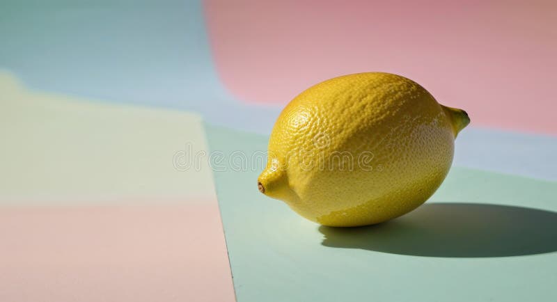 Ripe Yellow Lemon Casting Shadow Colorful Background Stock Photos ...