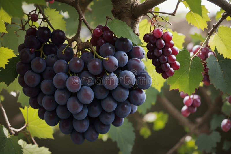 Ripened Grapes Hanging Heavy from the Vine Stock Illustration ...