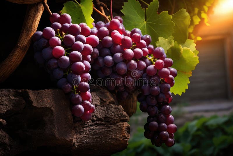 Ripening of Red Vines for Wine Production Stock Illustration ...