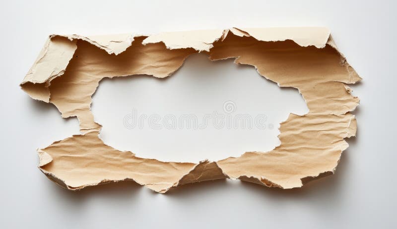 Ripped Beige Cardboard Frame on White Background Stock Illustration ...