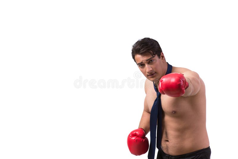 The Ripped Businessman with Boxing Gloves Isolated on White Stock Image ...