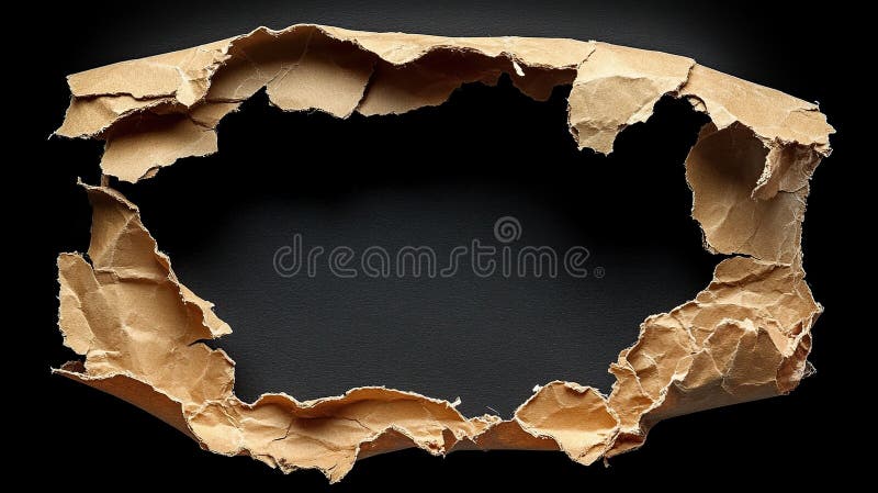 Ripped Cardboard Frame on Black Background Stock Illustration ...