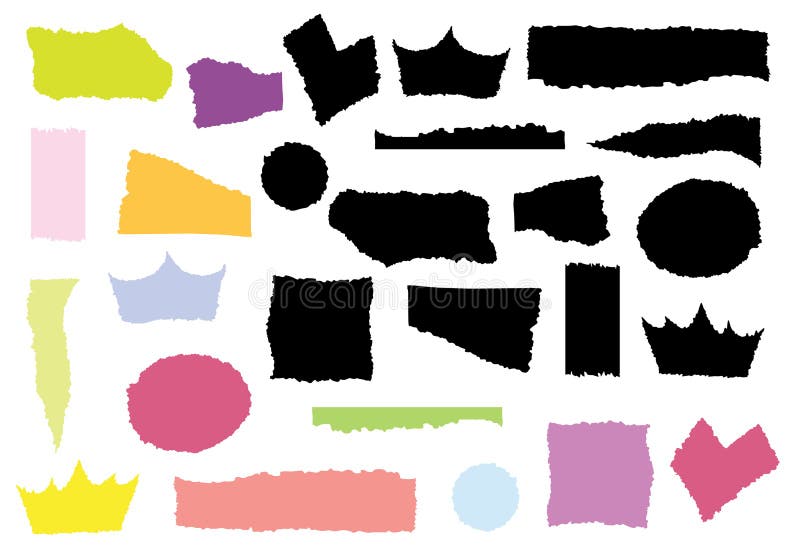 Ripped and Cutout Paper, Jagged Trip Sticker Piece. Black Shape with ...