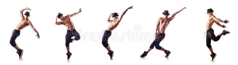 The Ripped Dancer Isolated on the White Stock Image - Image of motion ...