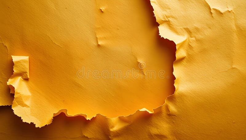 Ripped Golden Paper Revealing a Brighter Shade Underneath Stock ...