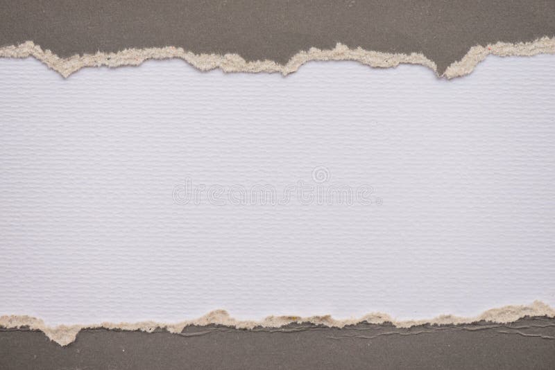 Ripped Gray Paper on White Background Stock Photo - Image of break ...