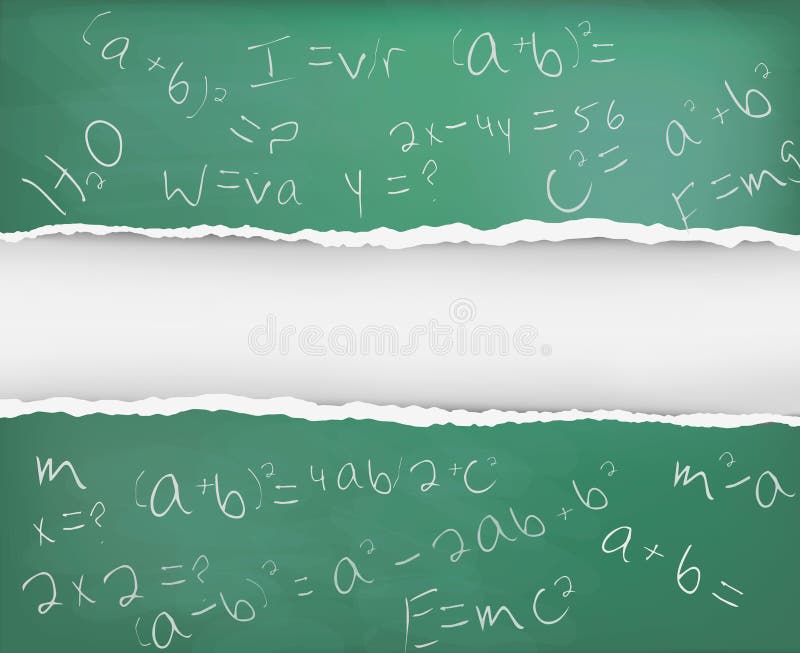Ripped Green Paper with Formulas. Vector Stock Vector - Illustration of ...
