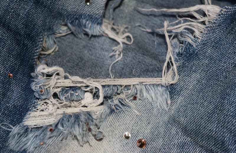 Ripped Jeans with Rhinestones. Stock Photo - Image of blank, ragged ...