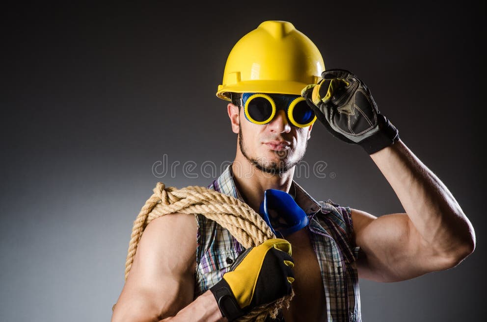 Ripped Muscular Builder Man Stock Photo - Image of laborer, hard: 46296740