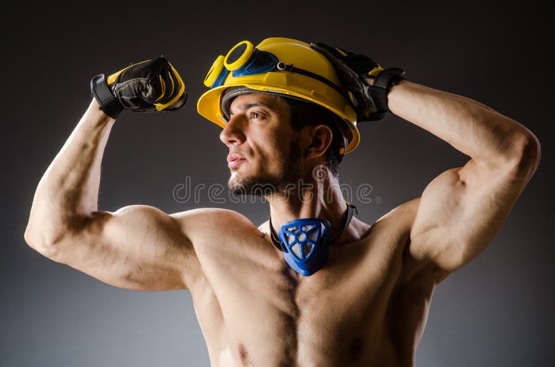 Ripped Muscular Builder Man Stock Image - Image of industry, engineer ...