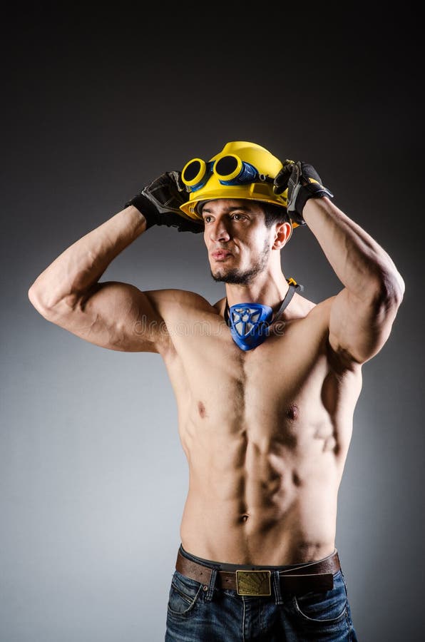 Ripped Muscular Builder Man Stock Photo - Image of occupation ...