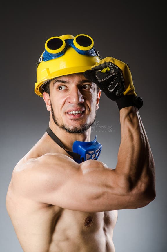 Ripped Muscular Builder Man Stock Image - Image of contractor, building ...