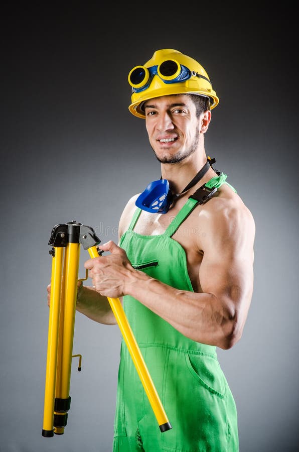 Ripped Muscular Builder Man Stock Image - Image of businessman, helmet ...