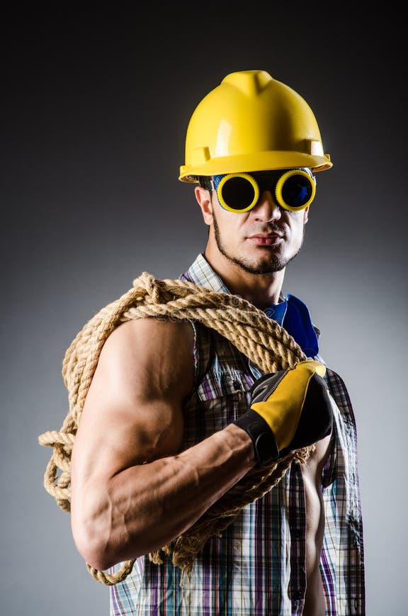 Ripped Muscular Builder Man Stock Image - Image of naked, coveralls ...