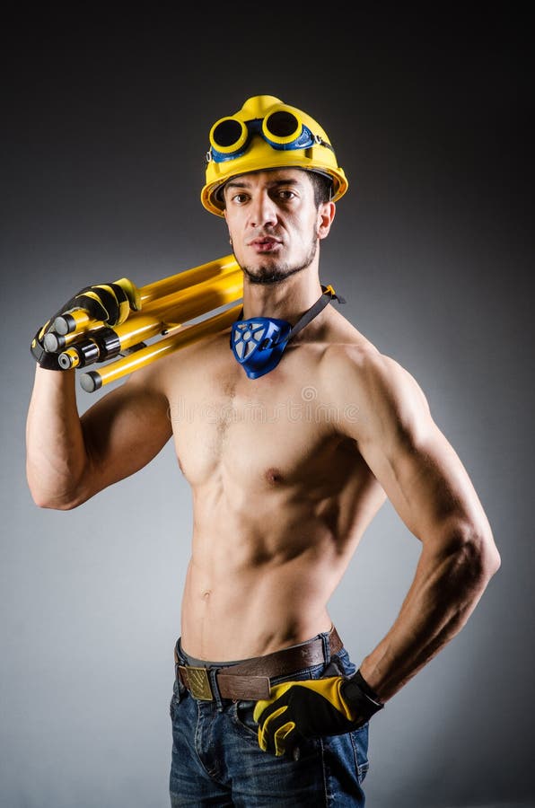 Ripped Muscular Builder Man Stock Photo - Image of naked, occupation ...