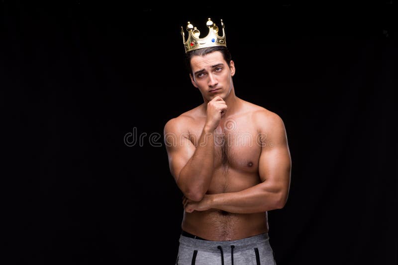 The Ripped Muscular Man with King Crown Stock Photo - Image of male ...