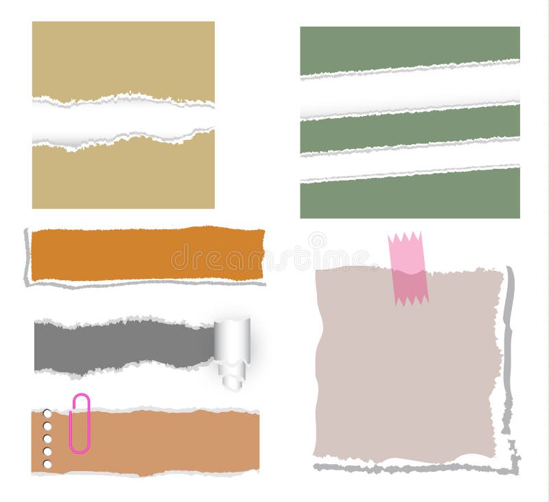 Ripped Note Paper Vector Set Stock Vector - Illustration of texture ...