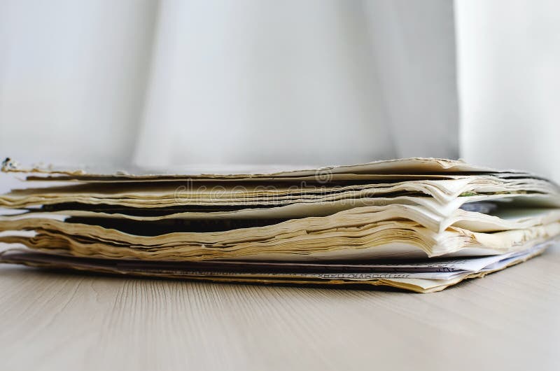 Ripped Old Paper Notebook Close Side View. Bookkeeping and Business ...