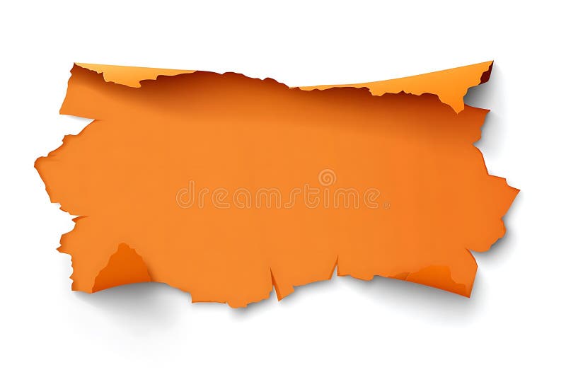 Ripped Orange Paper Sheet with Shadow on White Backdrop, Edges ...