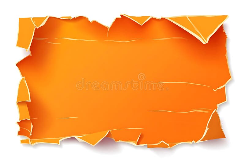 Ripped Orange Paper with White Edges, Textured, Isolated on White ...