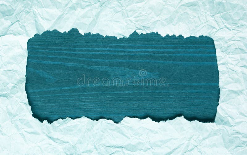 Ripped Pale Blue Colored Paper Frame with Deep Teal Colored Copy Space ...