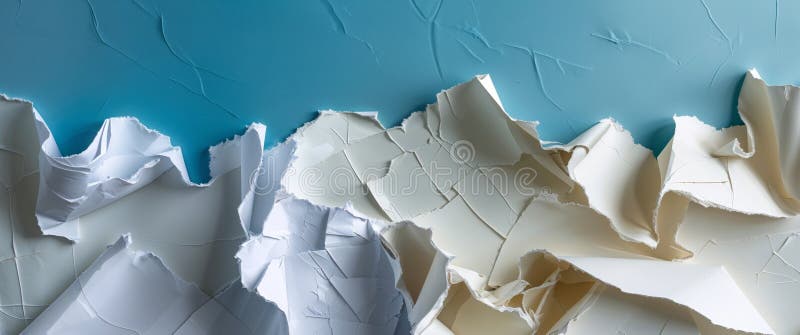 Ripped Paper Art with Blue Background and Texture. Stock Image - Image ...