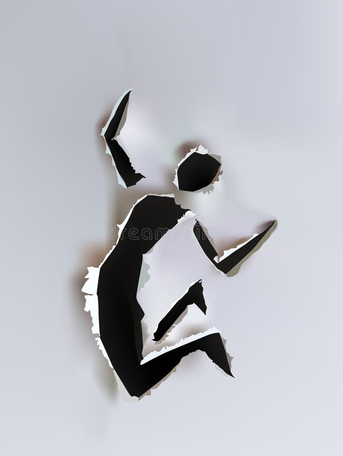 Ripped Paper Background, Jumping Man Sign Stock Vector - Illustration ...