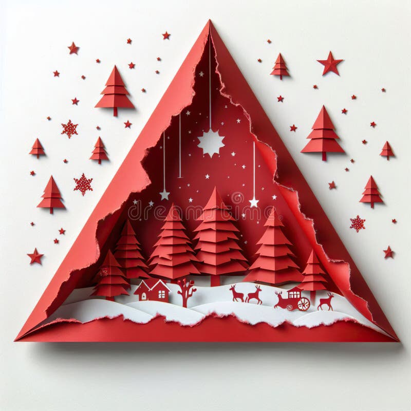 Ripped Paper Effect with Traditional Christmas Scene. Merry Christmas ...