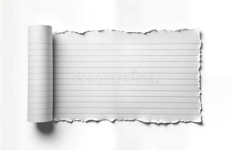 Ripped Paper Fragment with Lines. Blank Page Torn from Notebook. Paper ...