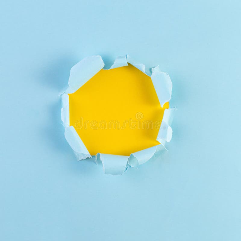 Ripped Paper Hole with Yellow Coloured Background Stock Photo - Image ...