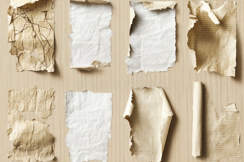 Ripped Paper Overlays in Various Textures Arranged on a Light ...