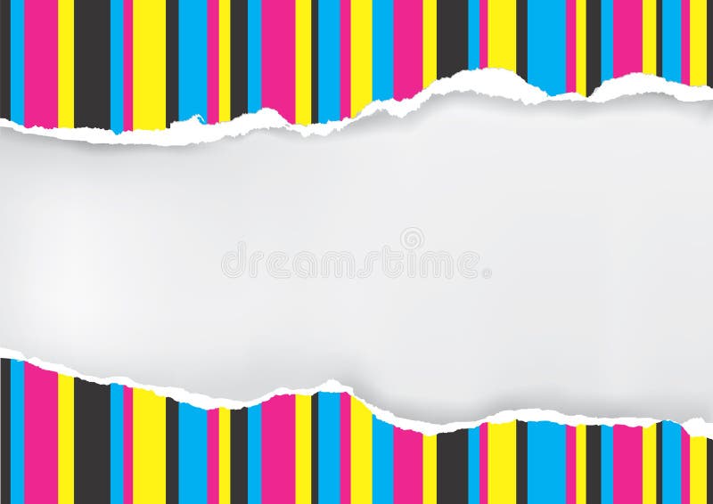 Ripped Paper with Print Color Stripes. Stock Vector - Illustration of ...