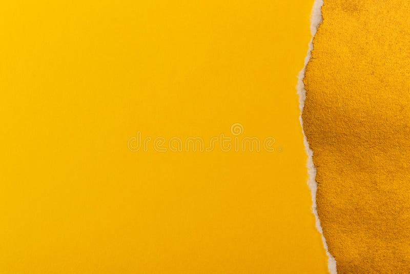 Ripped Paper, Space for Copy. Torn Golden Paper on Yellow Background ...