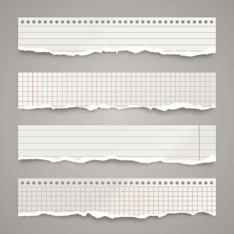 Ripped Paper Strips. Realistic Crumpled Paper Scraps with Torn Edges ...