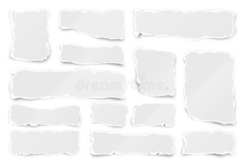 Ripped Paper Strips. Realistic Crumpled Paper Scraps with Torn Edges ...