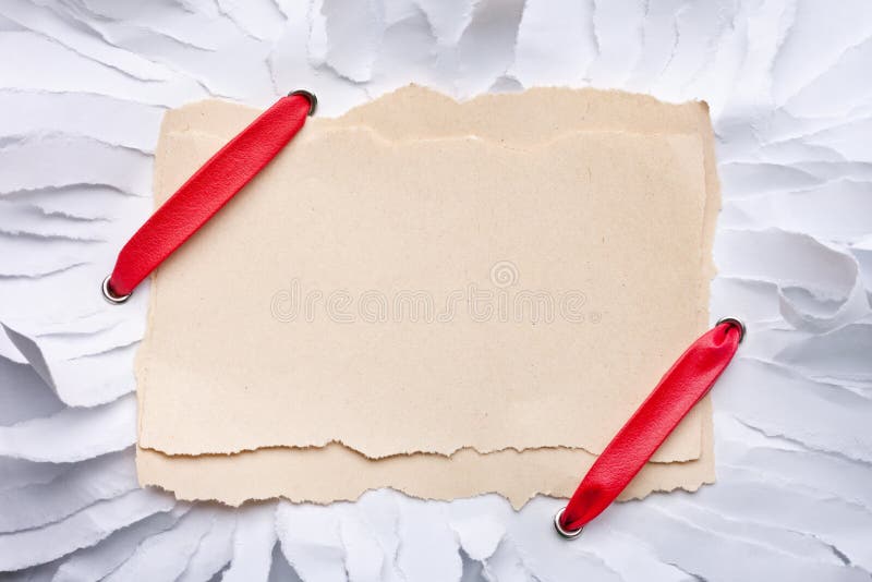 Ripped Piece of Paper with Red Ribbon. Stock Image - Image of card ...